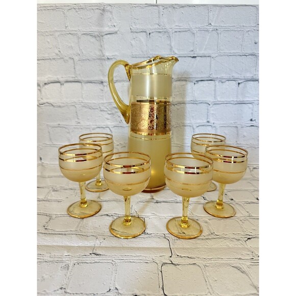 Bohemian Glass | Dining | 7 Piece Set Bohemian Glass Czech Crystal ...